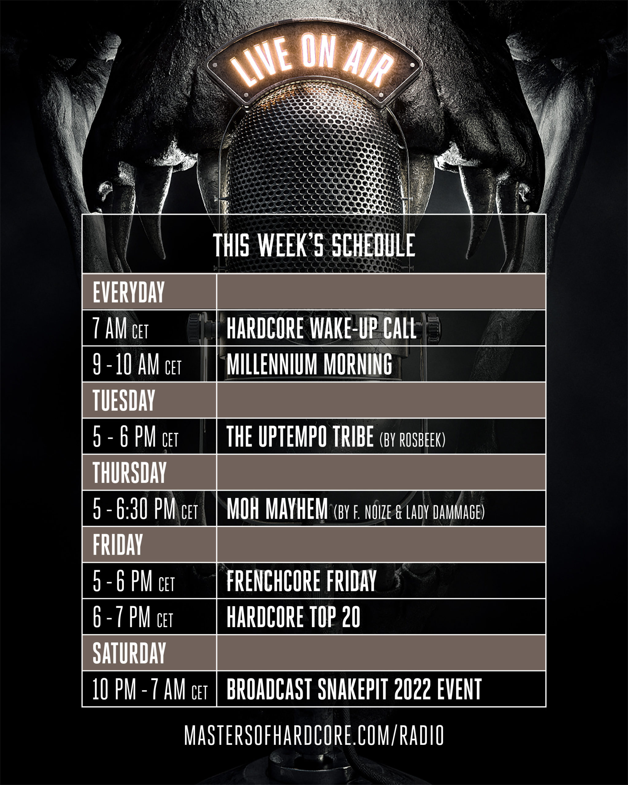 Check out this week's Masters of Hardcore Radio schedule! - Masters of Hardcore